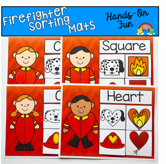 Firefighter Shapes Sorting Mats - $3.50 : File Folder Heaven ...