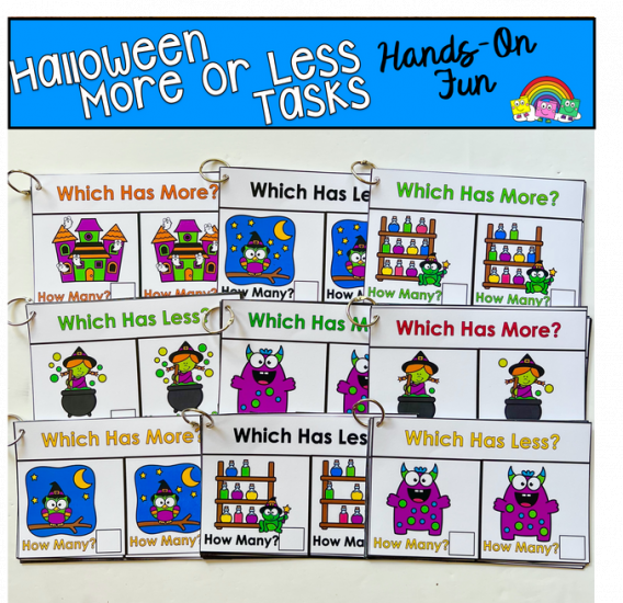 Halloween More Or Less Task Cards - $3.50 : File Folder Heaven ...