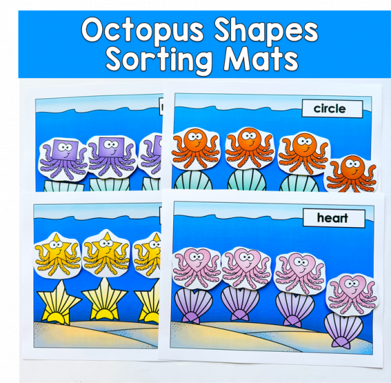 Octopus Shapes Sorting Mats - $3.50 : File Folder Heaven - Printable ...