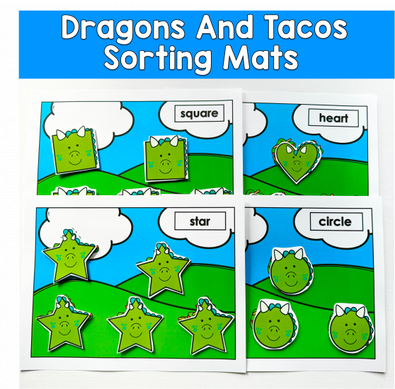 Dragons And Tacos Shapes Sorting Mats - $3.50 : File Folder Heaven ...