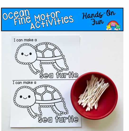 Ocean Fine Motor Q-Tip Activities - $3.00 : File Folder Heaven ...
