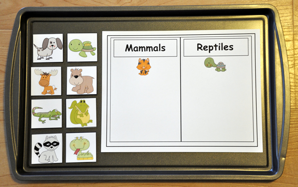 Mammals And Reptiles Sort Cookie Sheet Activity 100 File Folder Games At File Folder