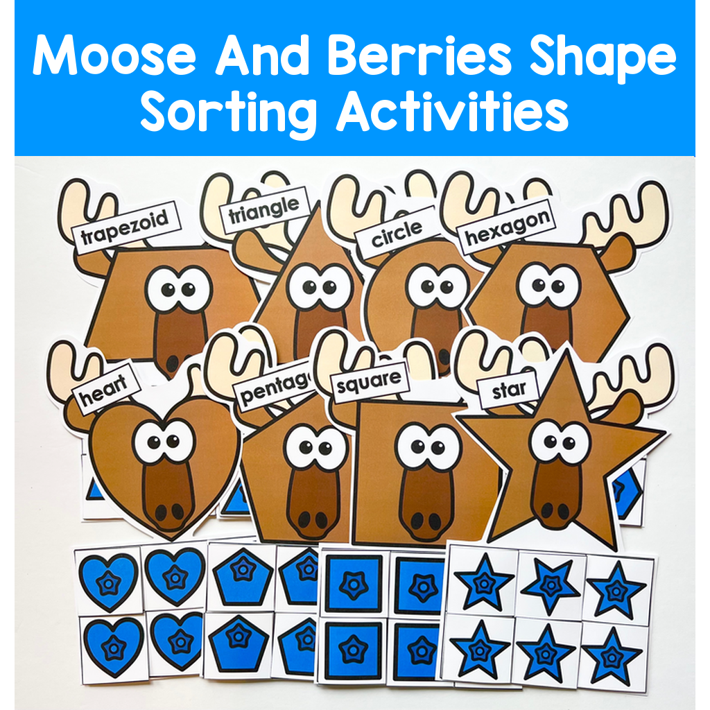 Moose And Berries Shape Sorting Activities | File Folder Heaven